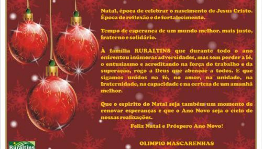 Mensagem de Natal do Presidente à Família Ruraltins